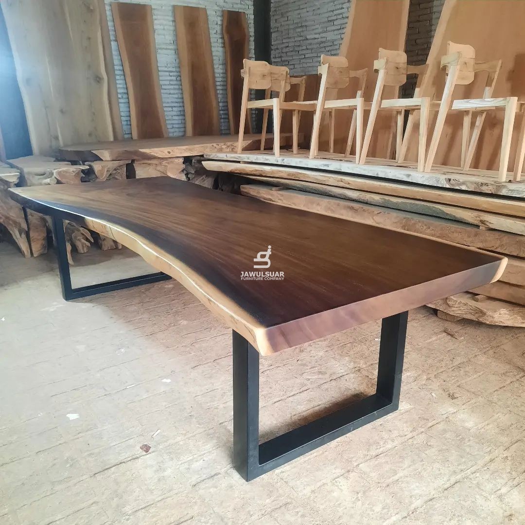 wood slab dining table