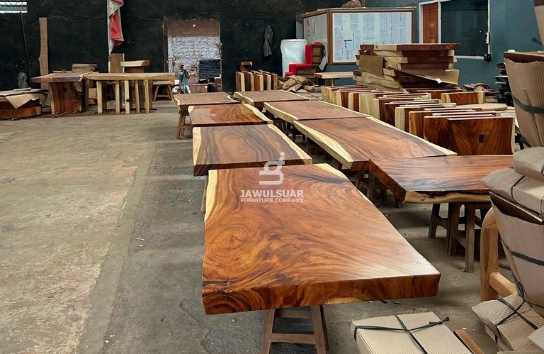 wood slab dining table